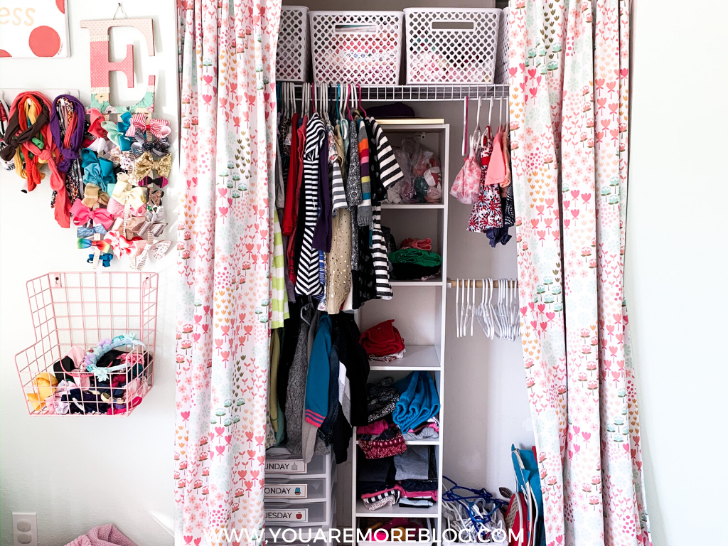 Shared Small Closet Organization for Girl’s Room